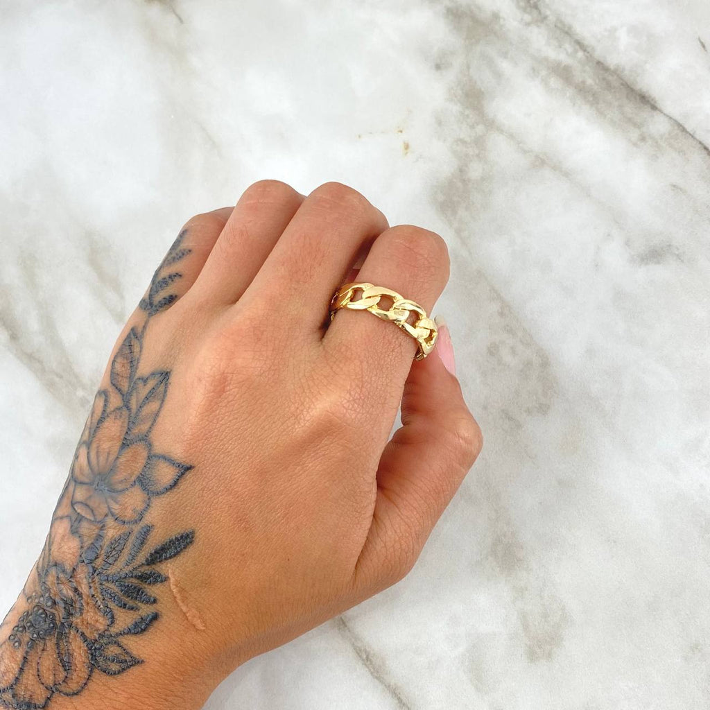 Anillo Cubano 6,55gr, Talla T10 3/4, 18K Oro Nacional – Napoleone Joyas CO